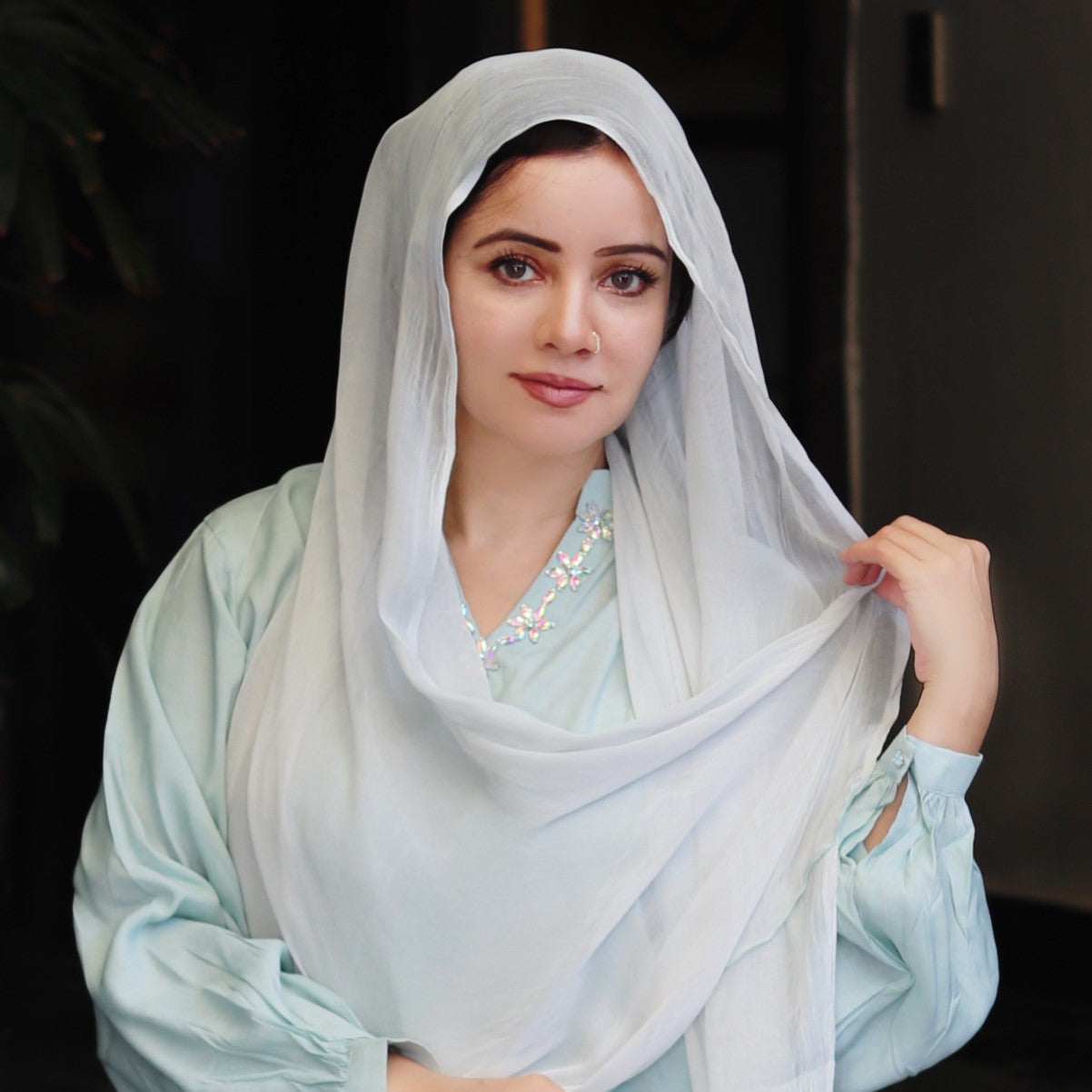 Grey raw silk suit 2Pcs (without dupatta) – Haya By Rabi